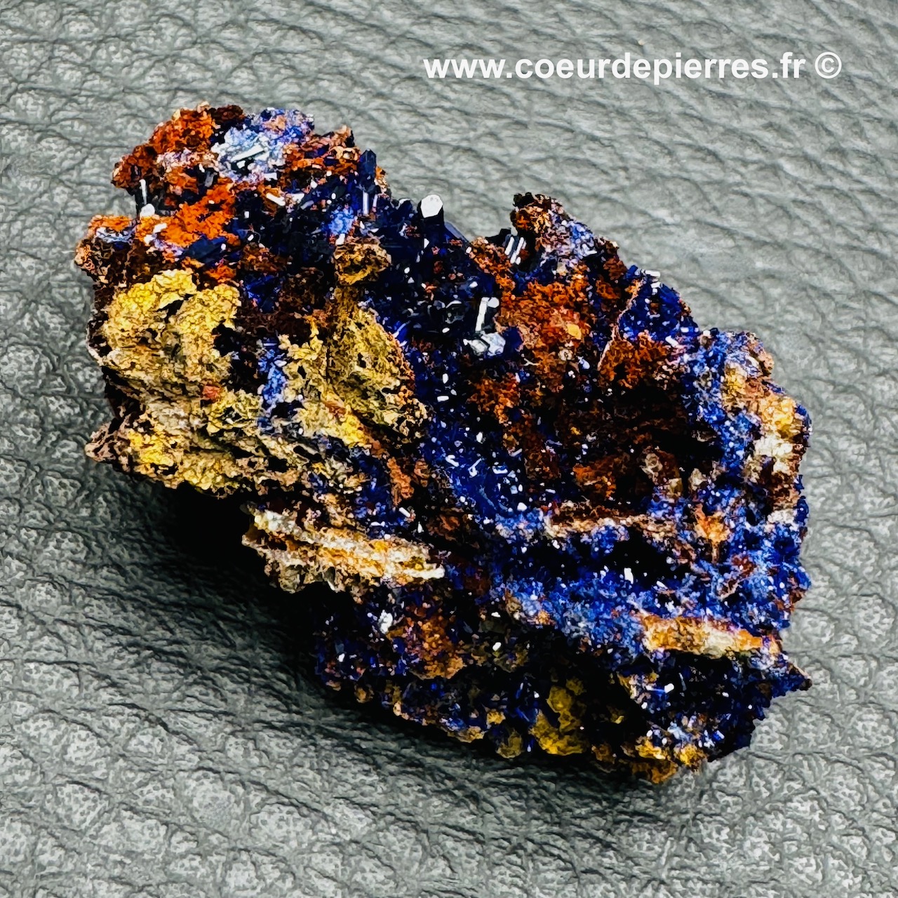 Azurite cristallisée du Maroc (réf azm18) | Cœur de Pierres
