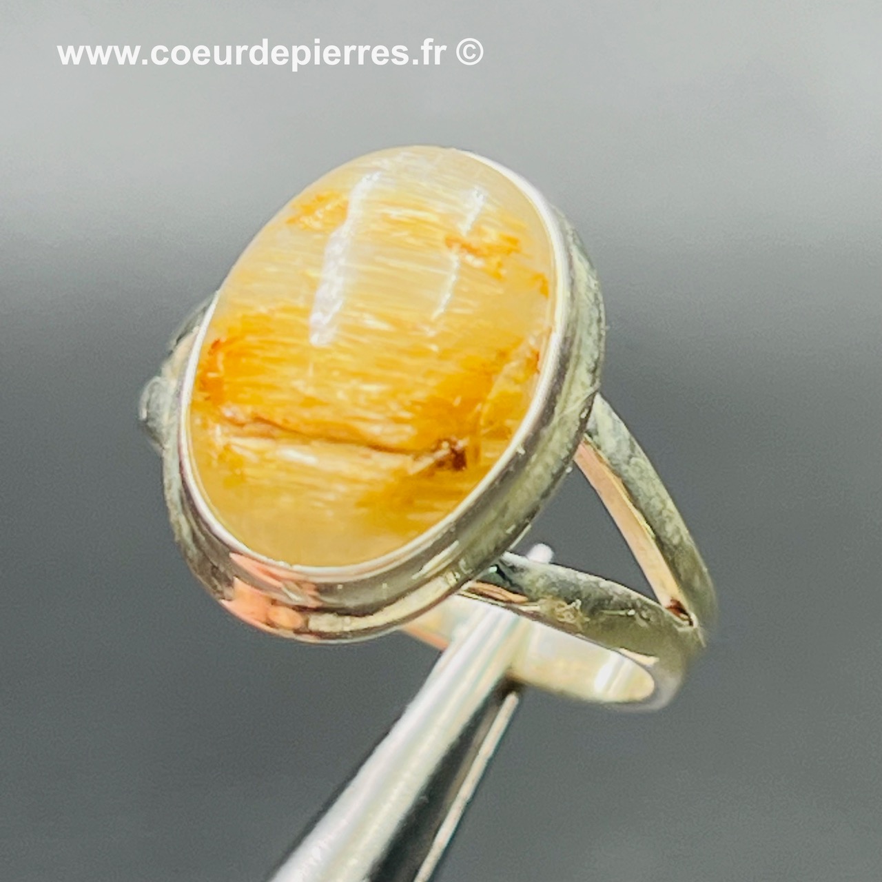 Bague cristal de roche inclusions de rutile du Brésil (réf bqr3) | Cœur ...