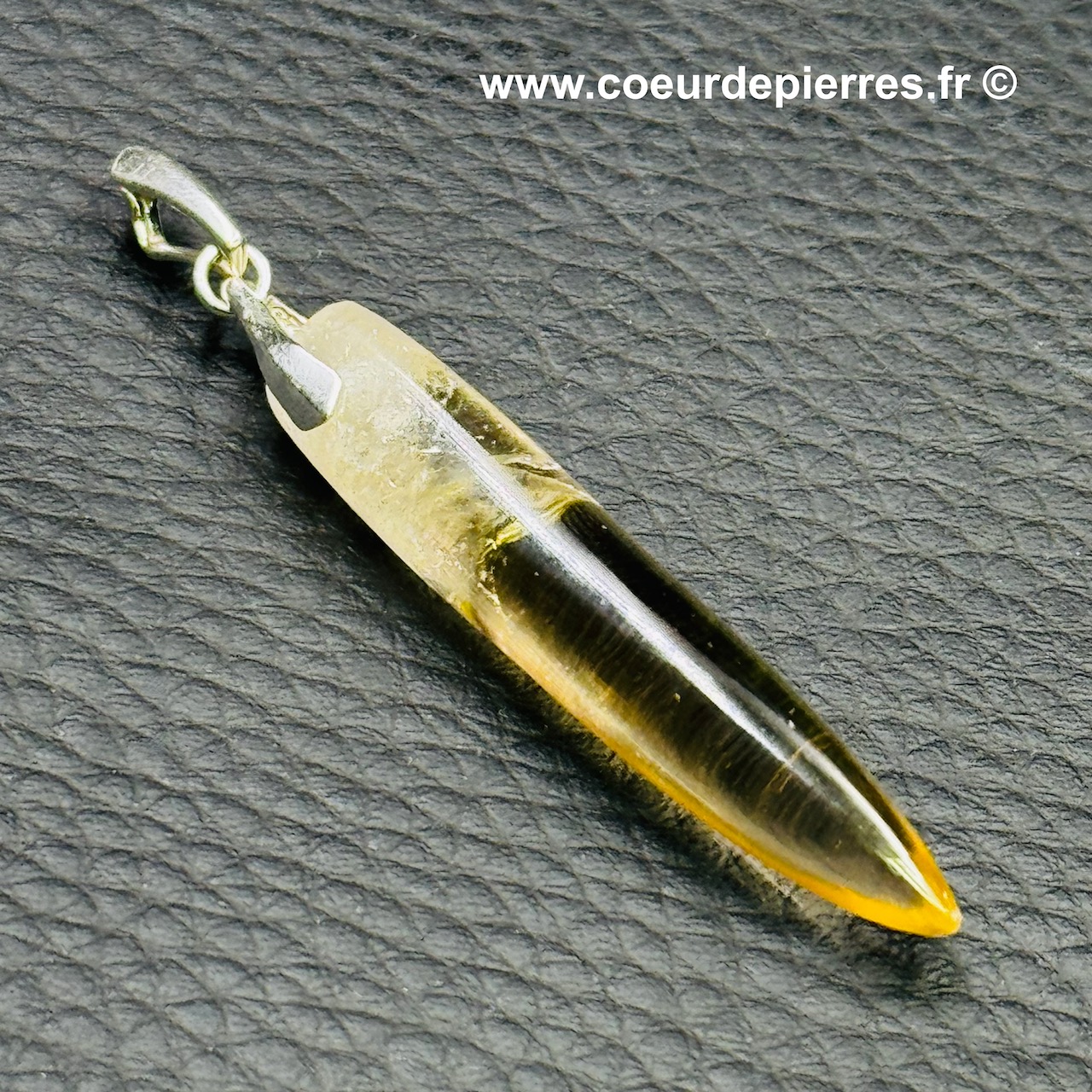 Pendentif en citrine naturelle de Madagascar (réf ci10) | Cœur de Pierres
