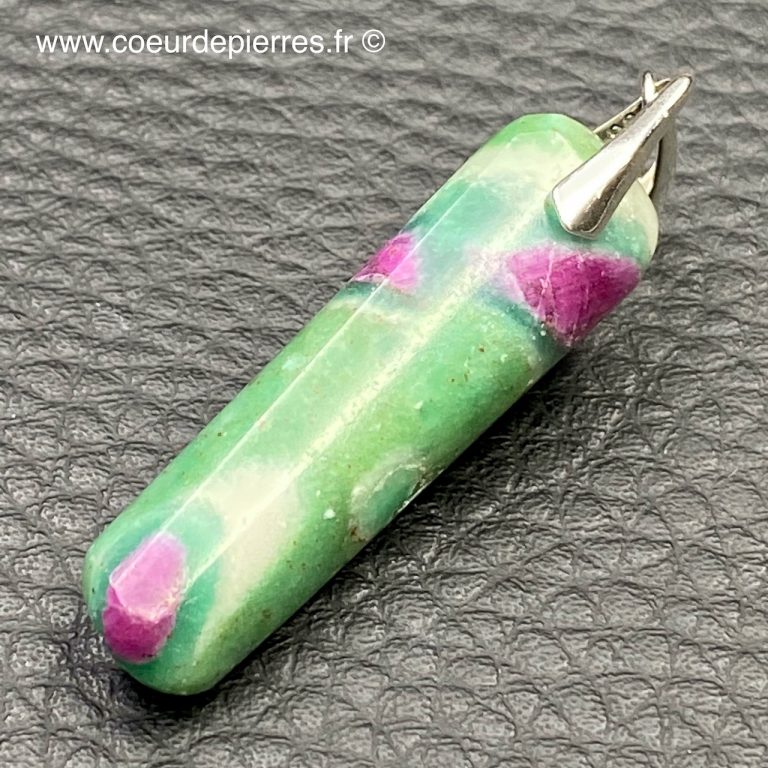 Pendentif en Rubis sur Fuschite (réf prf4) | Cœur de Pierres