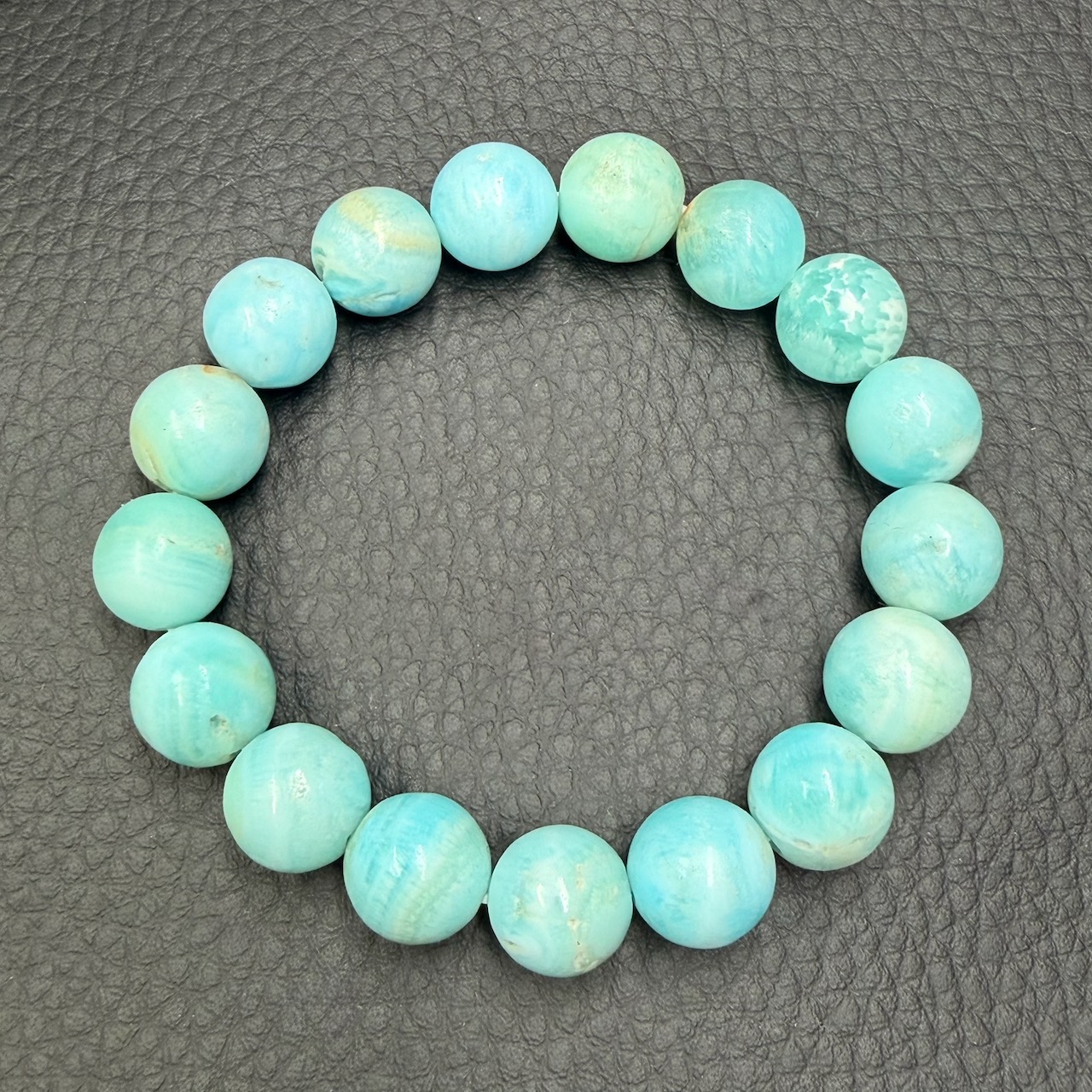 Bracelet en Aragonite Bleue "perles 12mm" | Cœur de Pierres