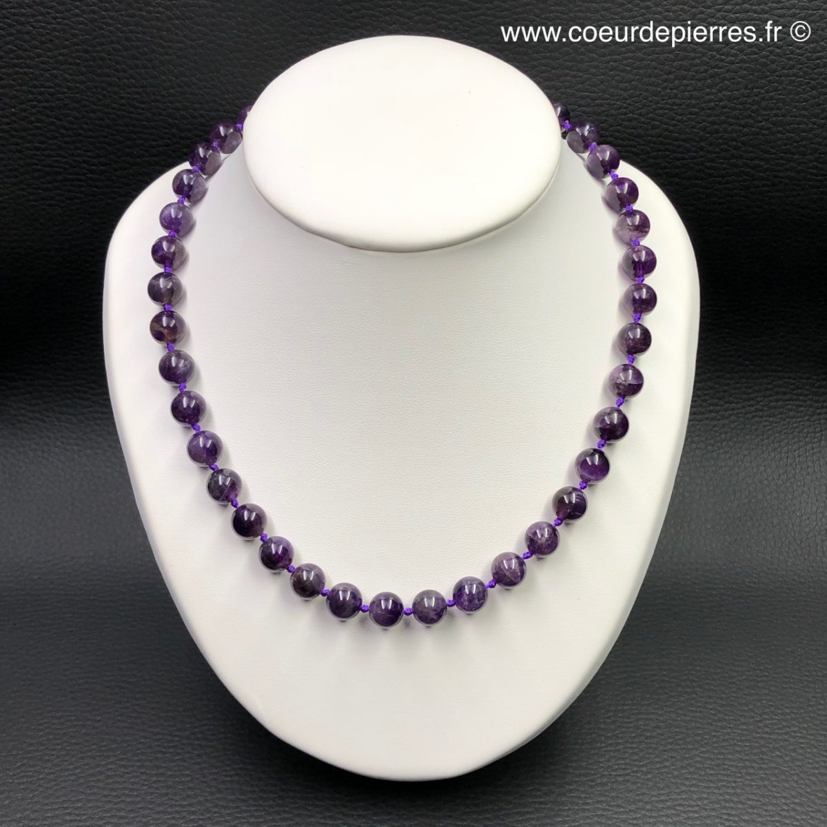 Collier en améthyste "perles de 1cm" (ref cfa1) | Cœur de Pierres