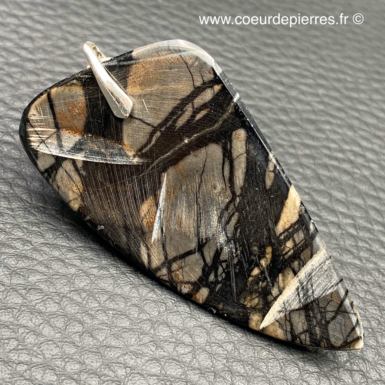 Pendentif en jaspe picasso (réf pjp9) | Cœur de Pierres